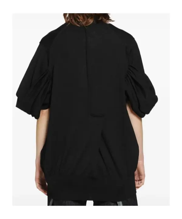Junya Watanabe Gathered-sleeve V-neck Sweater - Black