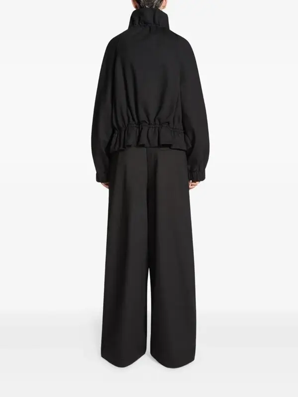 Dries Van Noten Ruffled Neck Zip-up Jacket - Black
