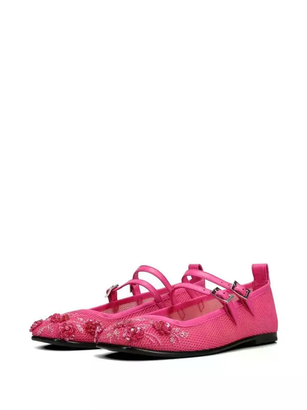 NODALETO Floral-embellished Mesh Ballet Flats
