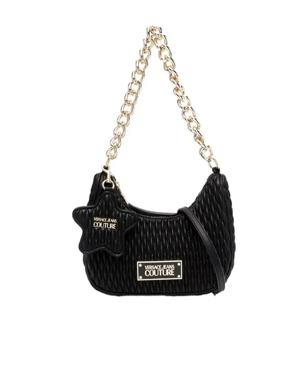 Versace Logo-plaque Quilted Chained Shoulder Bag - Black