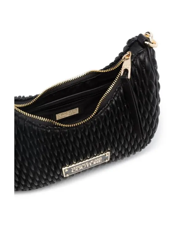 Versace Quilted Logo Plaque Chained Shoulder Bag