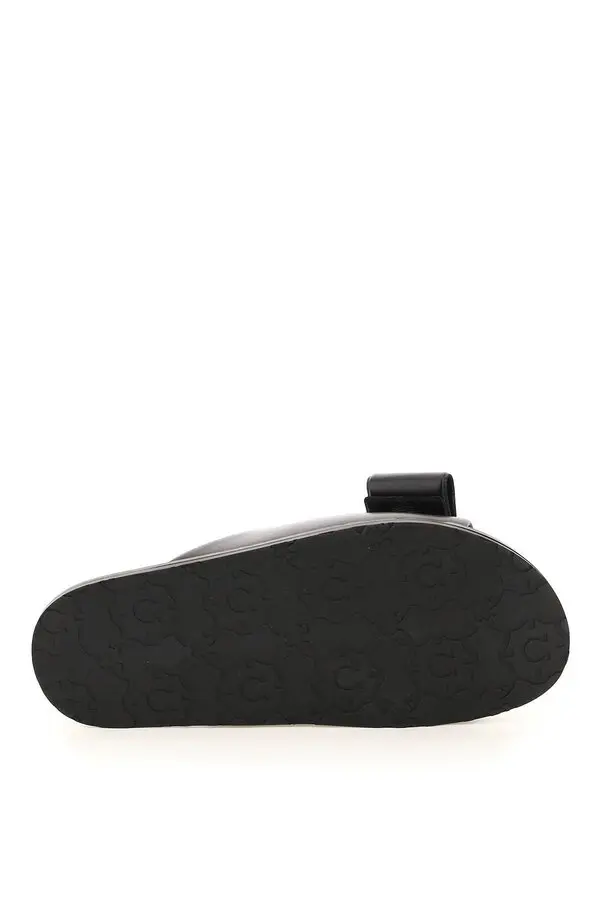 FERRAGAMO Bow Detail Leather Slides
