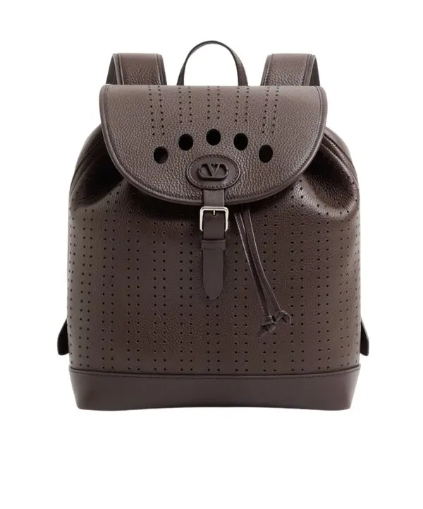 Valentino Garavani Antibes Perforated Leather Backpack - Black