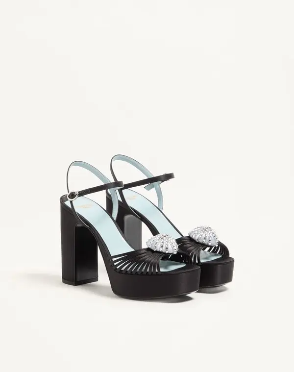Valentino Garavani Coeur Royal Platform Sandals In Satin 115mm