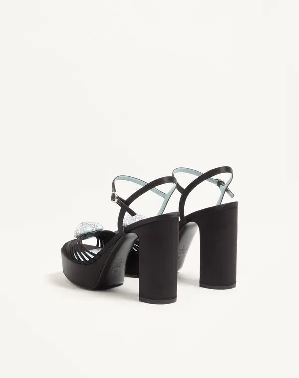 Valentino Garavani Coeur Royal Platform Sandals In Satin 115mm