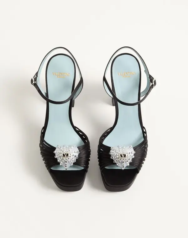 Valentino Garavani Coeur Royal Platform Sandals In Satin 115mm