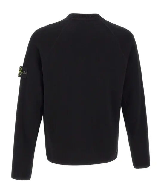 Stone Island Ribbed Raglan Knitted Sweater - Black