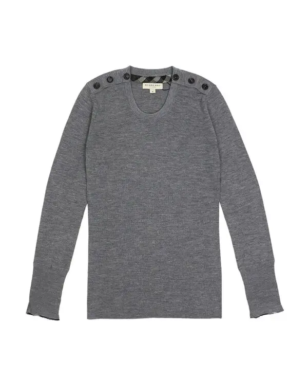 Burberry Long Sleeve Crew Neck Sweater With Button Detailing