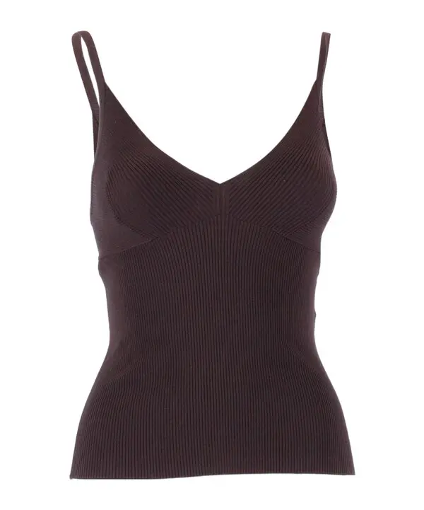 P.a.r.o.s.h Ribbed V-neck Camisole - Black