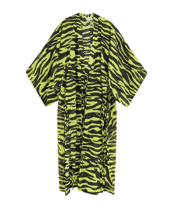 Attico Zebra-printed Semi-sheer Beach Cover-up - Black