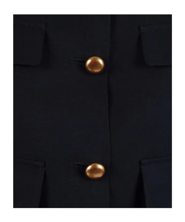 P.a.r.o.s.h Button-embellished Cropped Jacket With Flap Pockets - Black