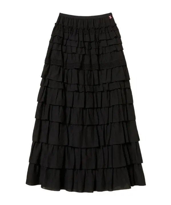 TWINSET Tiered Ruffle Maxi Skirt With Lace Trim