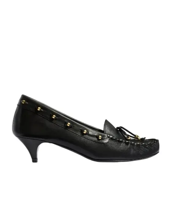 Khaite Round Toe Low Heel Leather Pumps - Black