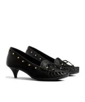 Khaite Round Toe Low Heel Leather Pumps - Black
