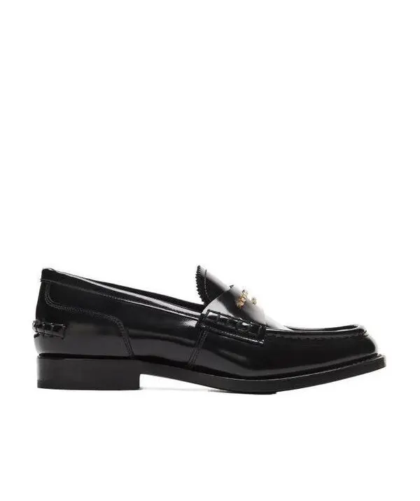 Alexander Wang Carter Loafers With Gold Logo Detail - Black