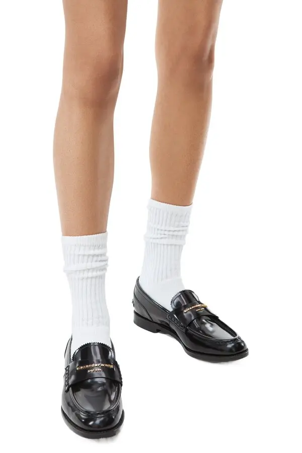Alexander Wang Carter Loafers With Gold Logo Detail - Black