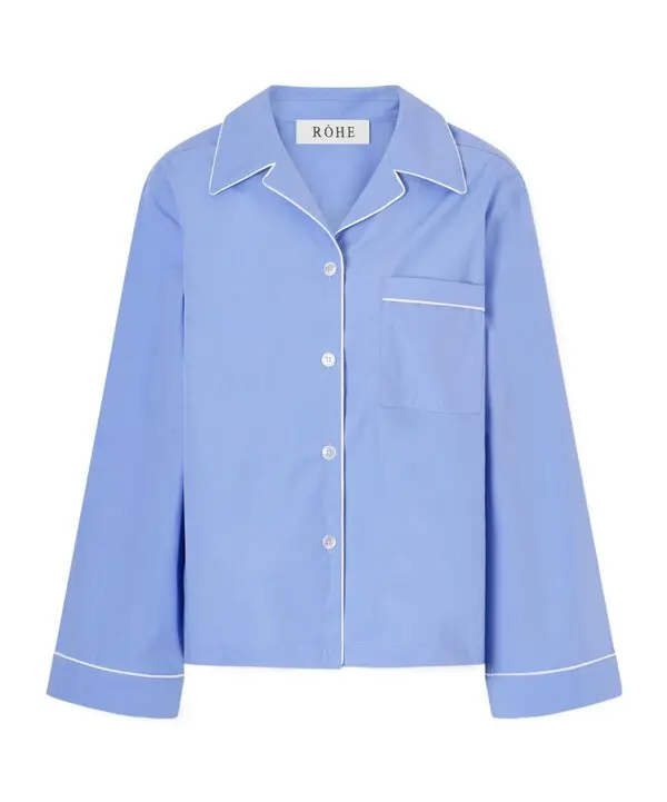 RÓHE Jasmin Cotton Poplin Shirt - Blue