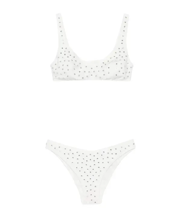 Oseree Embellished Bikini Set - White