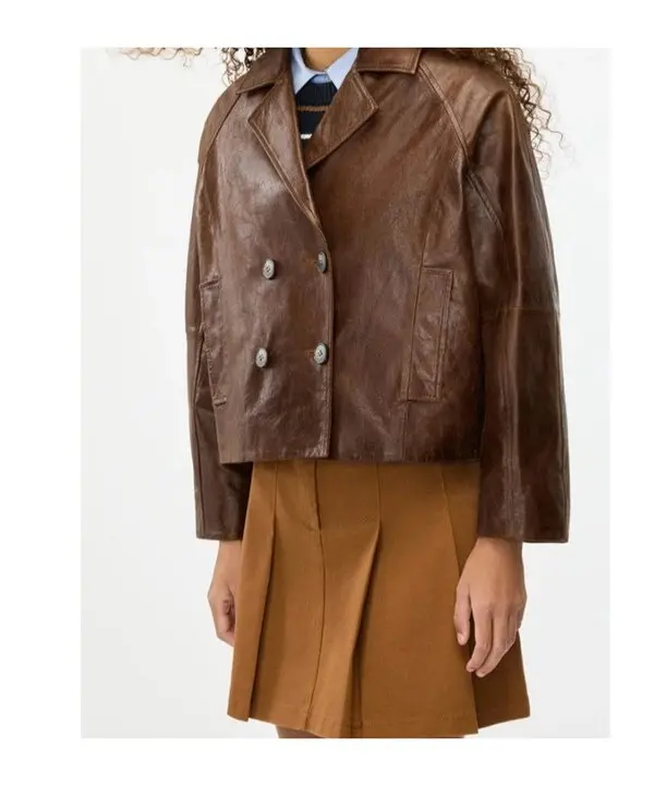 IBLUES Leather Double-breasted Jacket