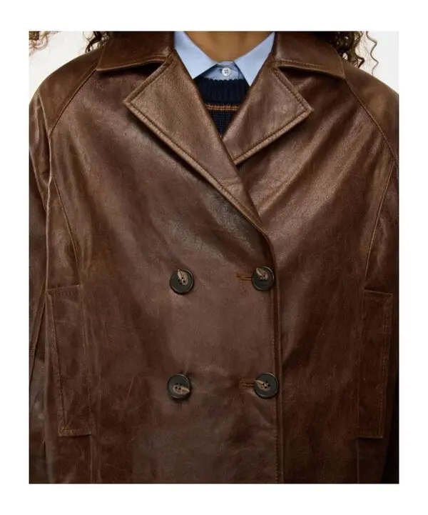IBLUES Leather Double-breasted Jacket