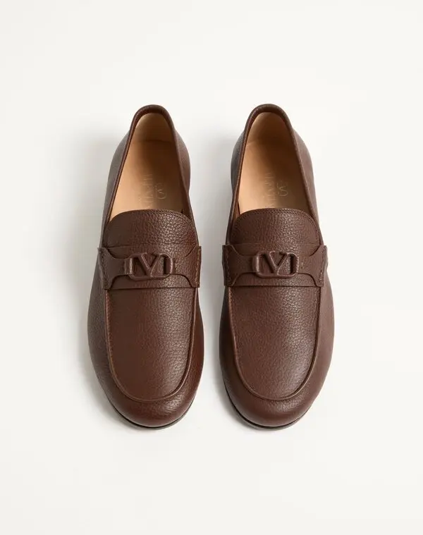 Valentino Garavani Vlogo Signature Deer Leather Loafers