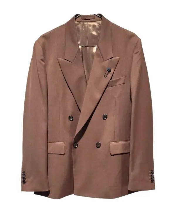 LARDINI Double-breasted Peak-lapel Blazer - Brown