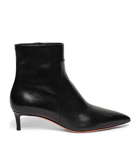 Santoni Pointed Low Heel Boots - Black