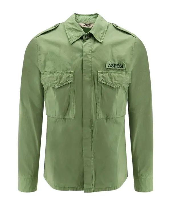 Aspesi Logo Embroidered Shirt - Green