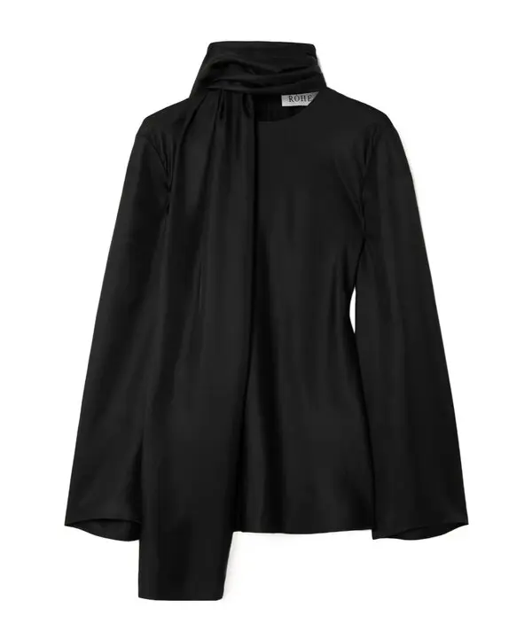 RÓHE Silk Satin Tie-front Shirt