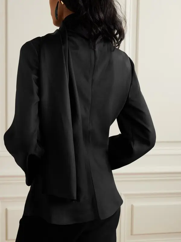 RÓHE Silk Satin Tie-front Shirt