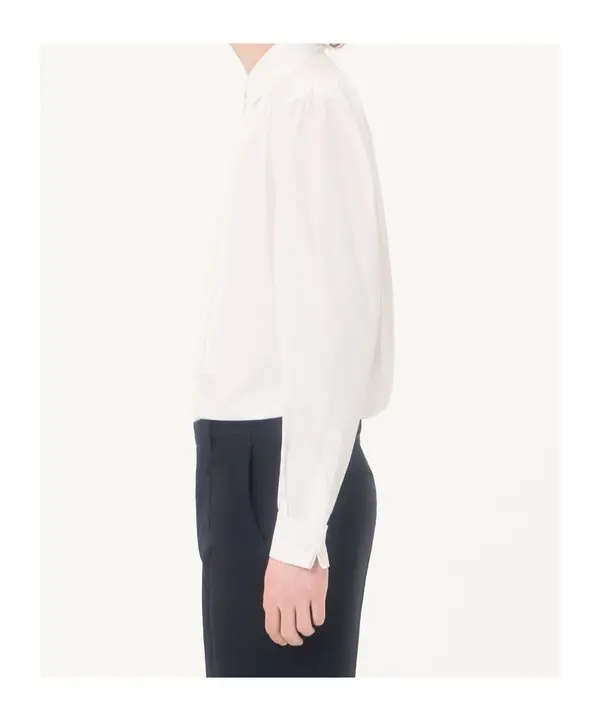 Valentino Garavani Cotton Poplin Shirt With Pleated Plastron And Lace Details