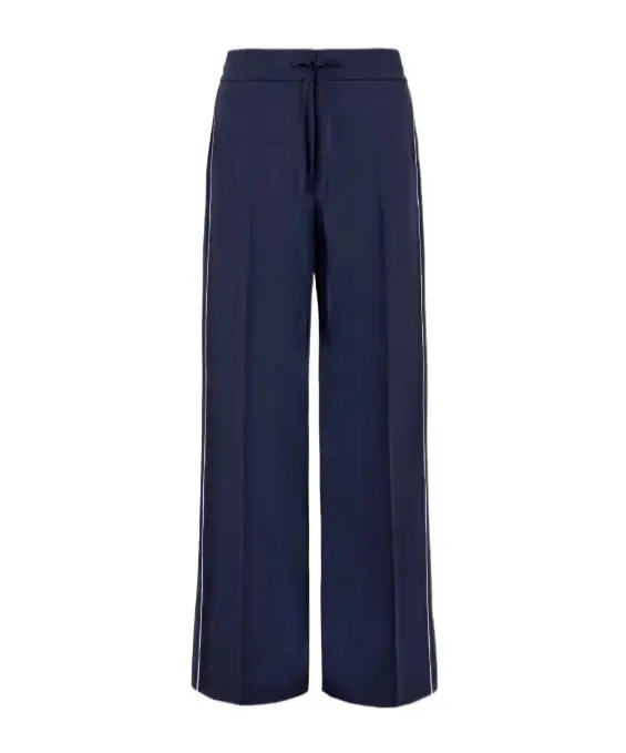 P.a.r.o.s.h Wide-leg Trousers With Contrast Piping - Black