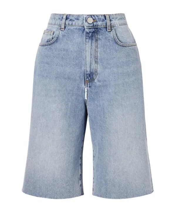 RÓHE Denim Shorts With Belt Loops - Blue