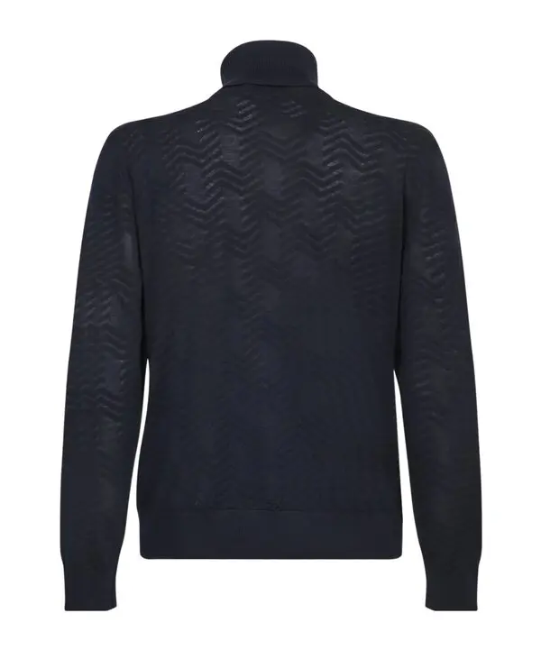 Missoni Chevron Knit Turtleneck Sweater - Black
