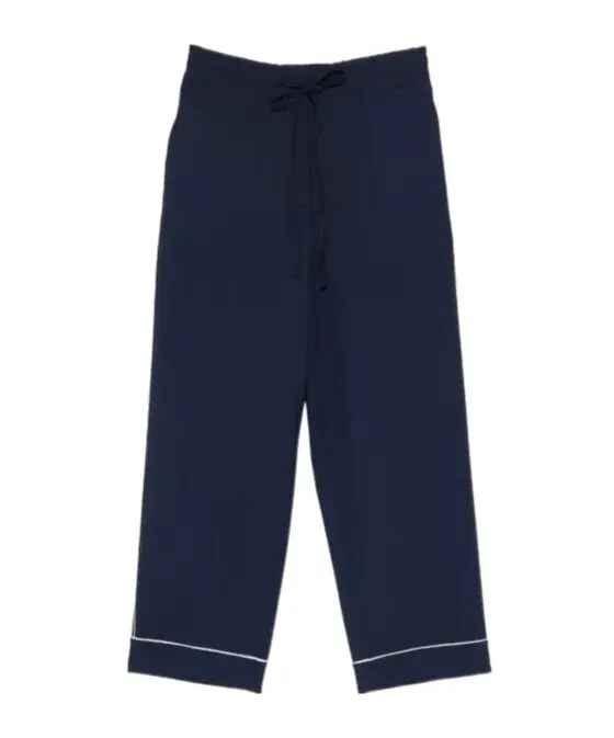 P.a.r.o.s.h Cropped Drawstring Trousers With Leather Piping - Black
