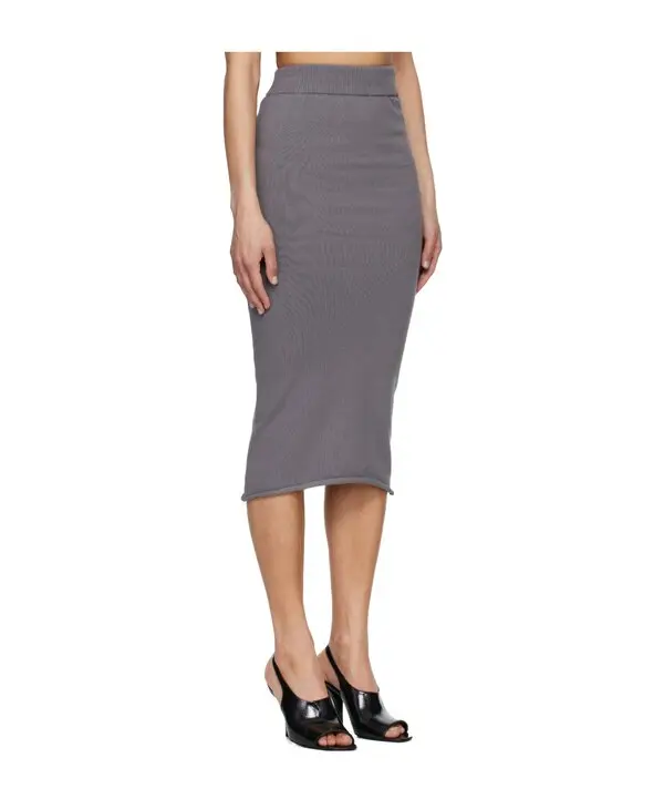 ENTIRE STUDIOS Ribbed Knit Midi Skirt - Gray
