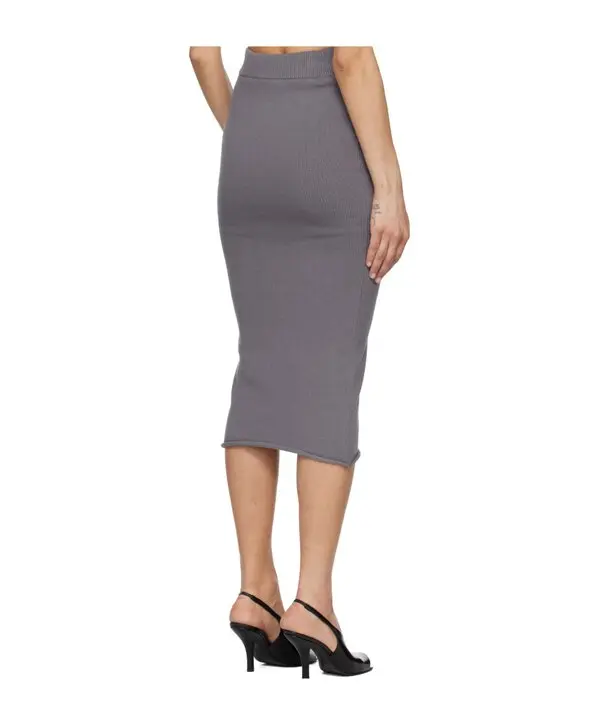 ENTIRE STUDIOS Ribbed Knit Midi Skirt - Gray