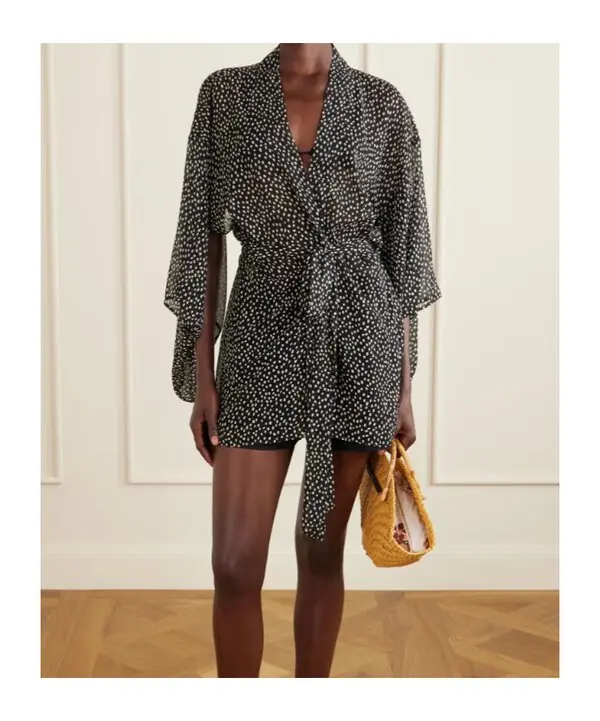 NILI LOTAN Kima Printed Silk-chiffon Kimono Coverup