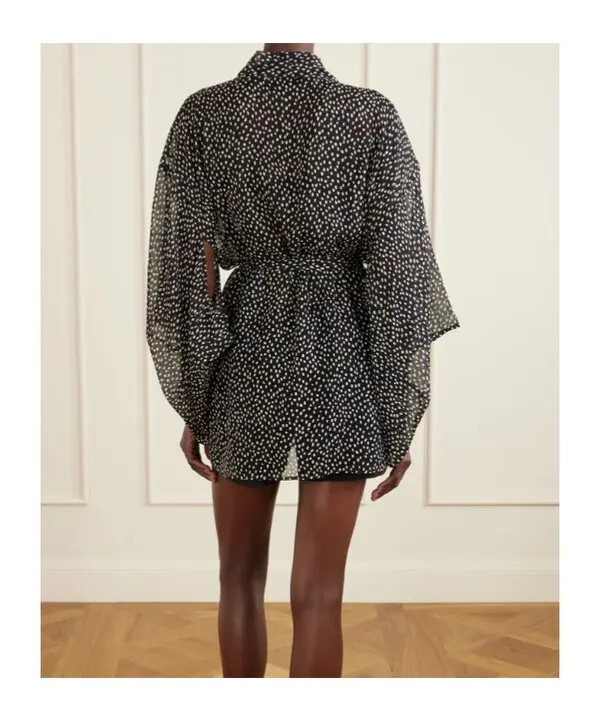 NILI LOTAN Kima Printed Silk-chiffon Kimono Coverup