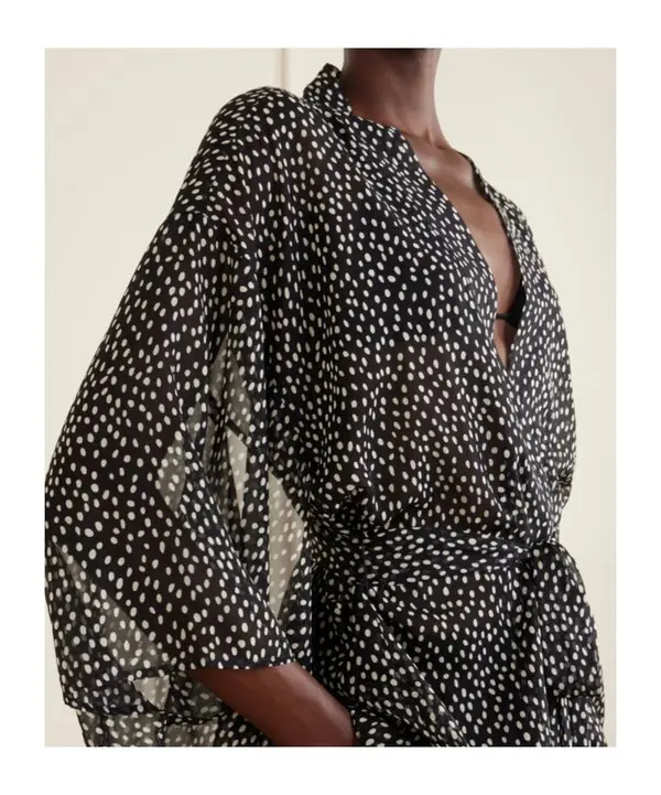 NILI LOTAN Kima Printed Silk-chiffon Kimono Coverup