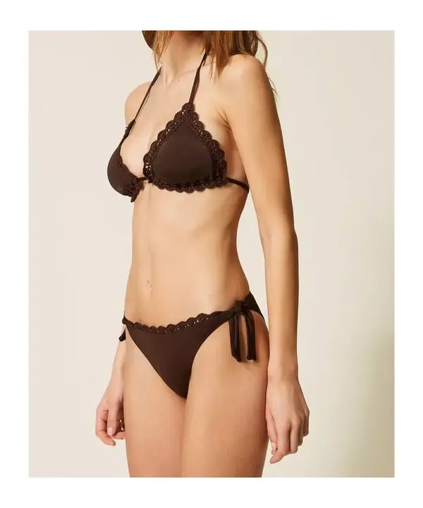 TWINSET Knitted-trim Triangle Bikini Top