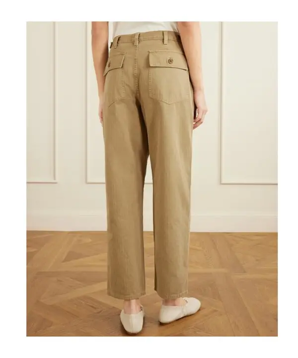 NILI LOTAN Earl Herringbone Cotton Straight-leg Pants - Nude