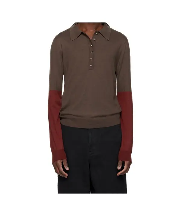 ENTIRE STUDIOS Brown Split Sleeve Polo