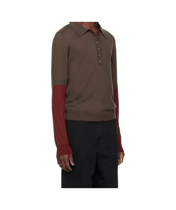 ENTIRE STUDIOS Brown Split Sleeve Polo
