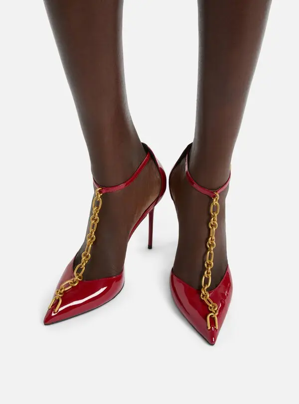 Balmain Sync Chain Heeled Pumps - Red