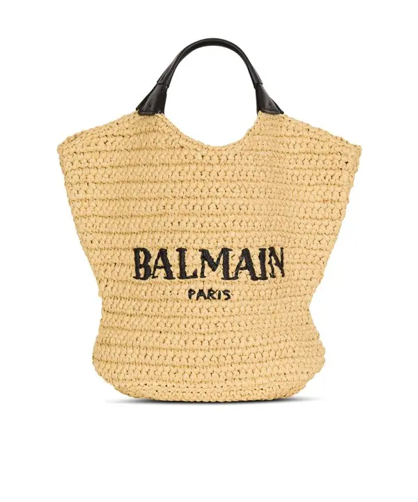 Balmain Mini Crochet Tote Bag - Nude