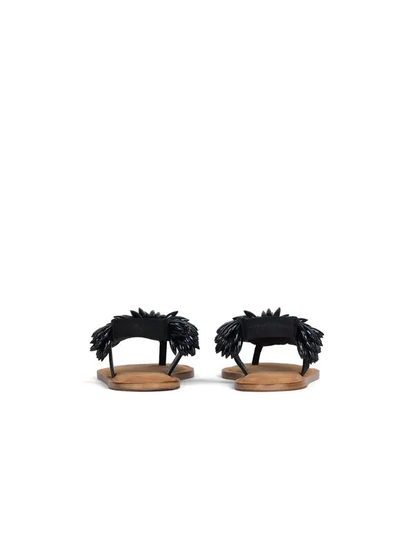 Balmain Embellished Suede Flat Sandals - Black