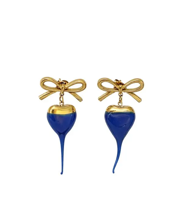 Ottolinger Bow-shaped Heart Dangle Earrings - Blue
