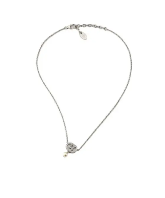 Gucci Crystal And Pearl Necklace - Palladium Gold