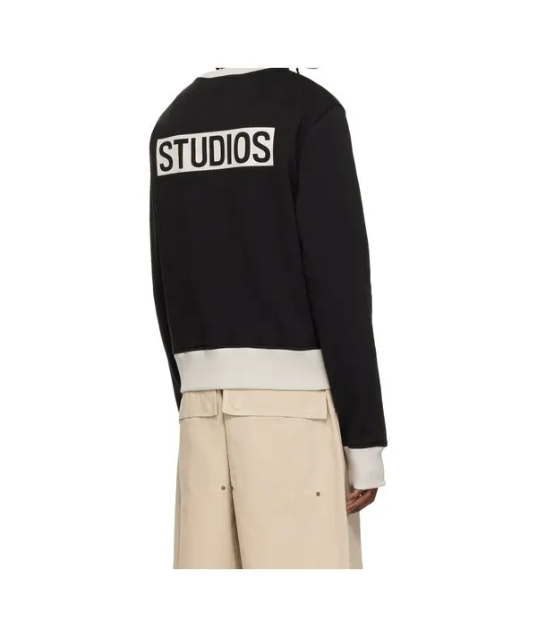 ENTIRE STUDIOS Crew Neck Sweatshirt With Printed Logo Detail - Black
